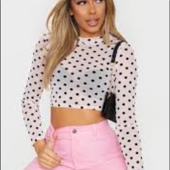 PrettyLittleThing | Tops | Nwt Pink Mesh Crop Top | Poshmark